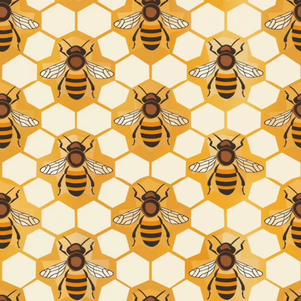 Download Seamless Bee Pattern on Honeycomb Background Patterns Online ...