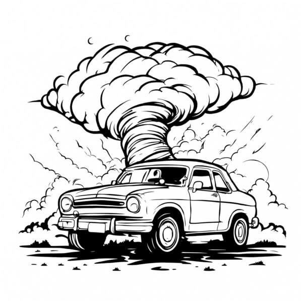 Download Old Car Emitting Smoke Coloring pages Online - Creative Fabrica