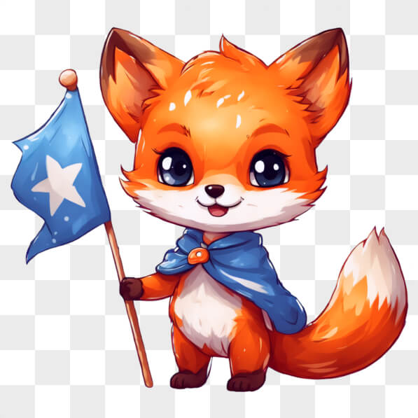 Download Kawaii Fox Character with Blue Flag Kawaii Online - Creative ...