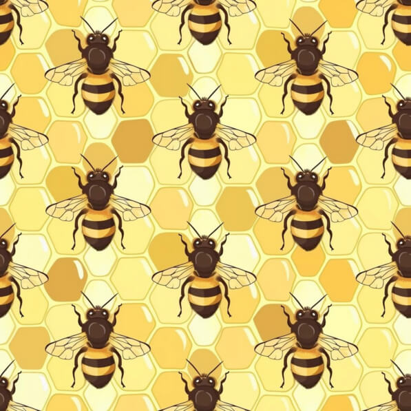 Download Seamless Pattern of Bees on Honeycombs Patterns Online - Creative Fabrica