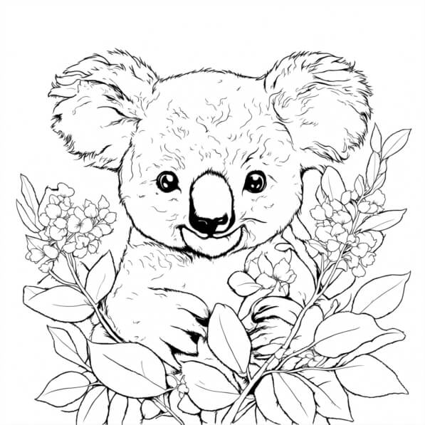 Pobierz narzędzie Obrazek do kolorowania: Miś koala w ogrodzie ...