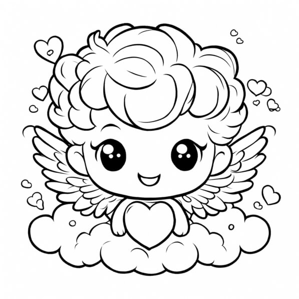 Pobierz narzędzie Uroczy Kupidyn Siedzący na Chmurach z Sercami ...