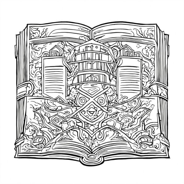 Download Open Book with Capitol Building Drawing Coloring pages Online ...