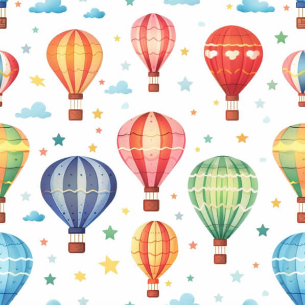 Download Colorful Hot Air Balloons Pattern Illustration Patterns Online ...