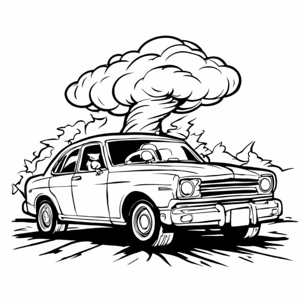Télécharger Voiture classique s'éloignant de l'explosion Coloring pages ...