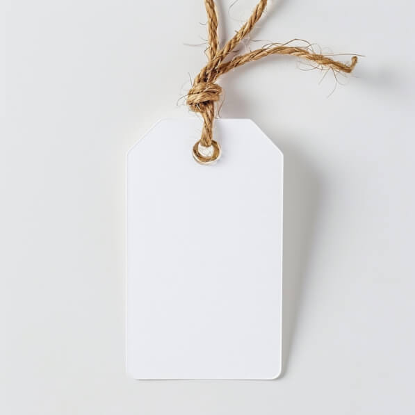 Download White Paper Tag with Rope Hanging on Wall Mockups Online ...