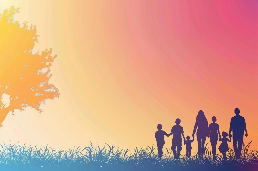 Download Silhouette of a Family Walking Together at Sunset Backgrounds ...