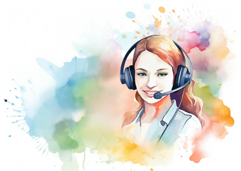 Download Customer Service Representative with Headset and Watercolor ...