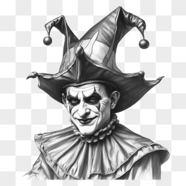 Download Intriguing Jester Portrait in Monochrome Art Style Sketches ...