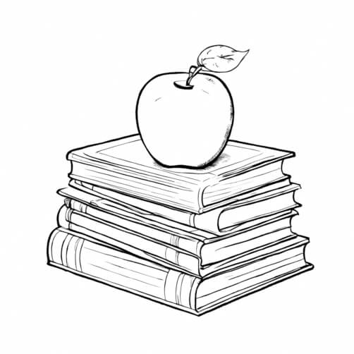 Download Stack of Books with an Apple Coloring pages Online - Creative ...