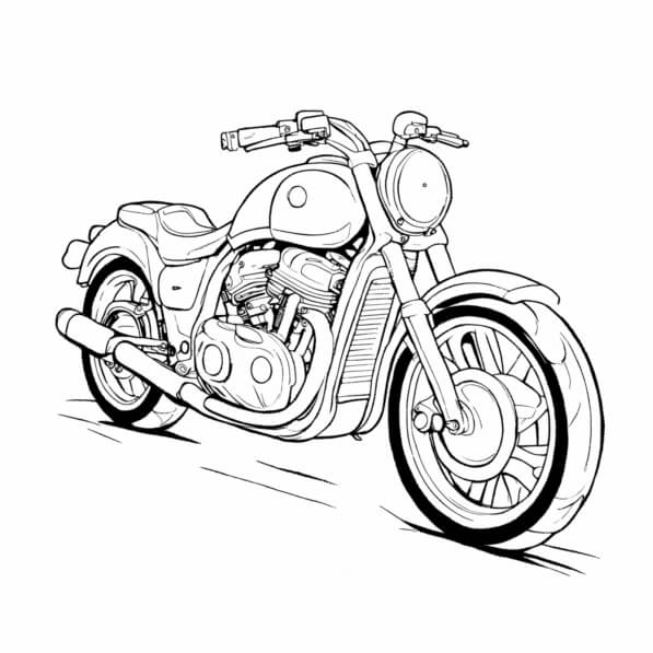 Download Line Drawing of a Classic Motorcycle Coloring pages Online ...