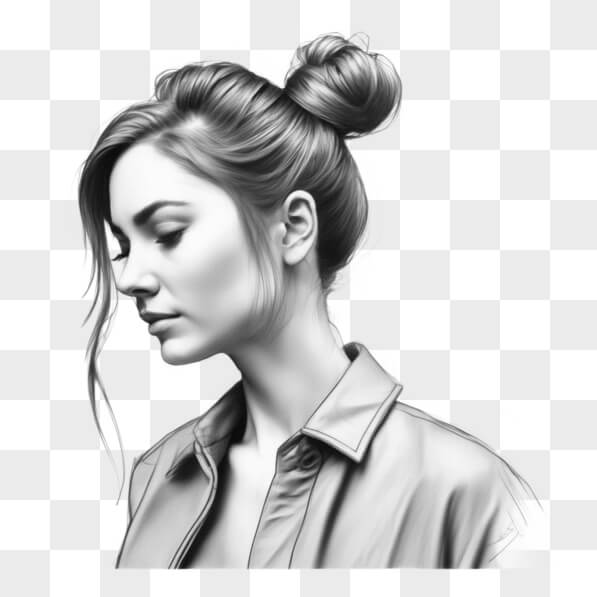 Descarga Retrato de una Joven con Peinado de Moño Bocetos En Línea ...