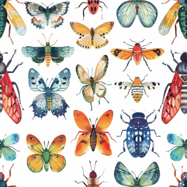 Download Illustrated Insects Array Patterns Online - Creative Fabrica