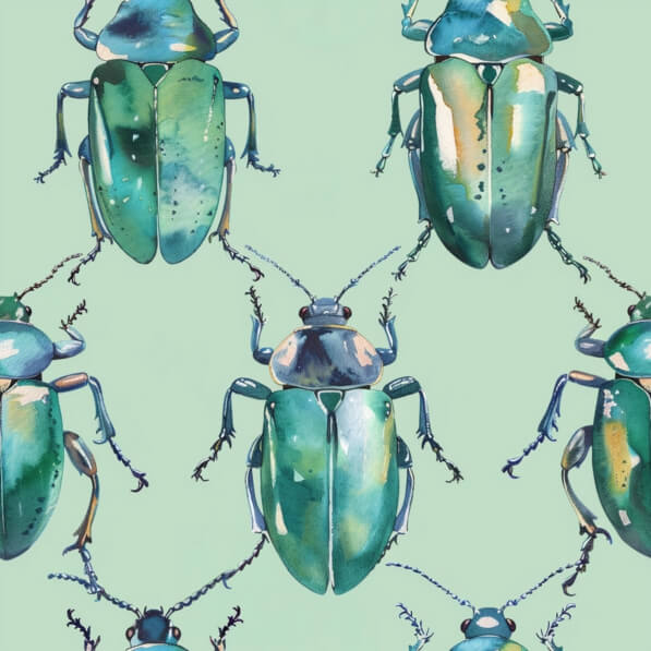 Download Illustration of Colorful Beetles on a Soft Green Background ...