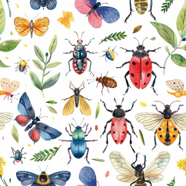 Download Colorful Insects and Plants Illustration Patterns Online ...