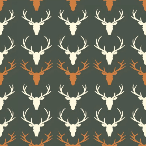 Download Seamless Pattern of Deer Heads on Dark Gray Background ...