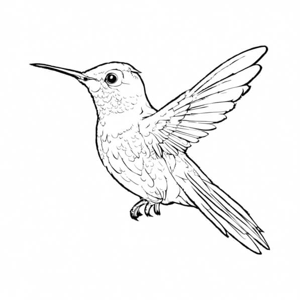 Descarga Contorno de un Colibrí en Vuelo Páginas para colorear En Línea ...