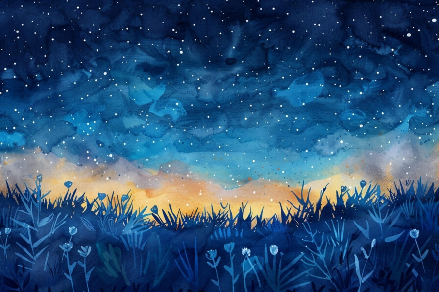 Download Watercolor Night Sky with Stars and Flowers Backgrounds Online ...