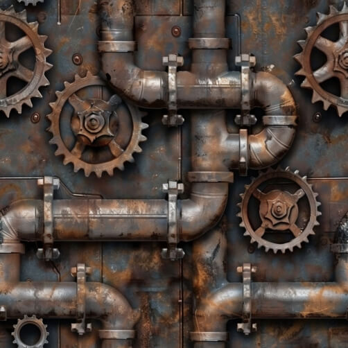 Download Intricate Industrial Pipes and Gears in Steampunk Style ...
