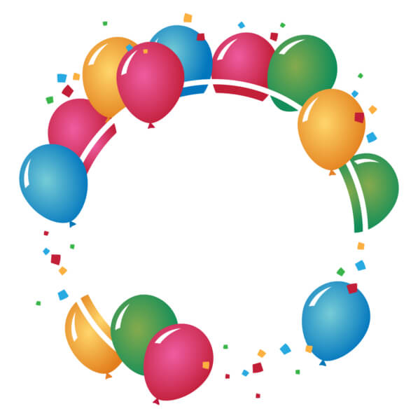 Descarga Globos Coloridos y Confeti para Celebraciones Marcos En Línea ...