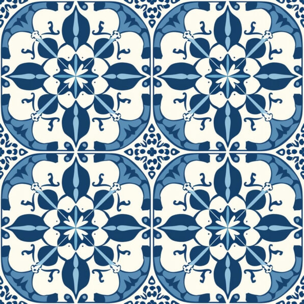 Baixe Belo Padrão de Azulejos Azuis e Brancos Padrões - Creative Fabrica