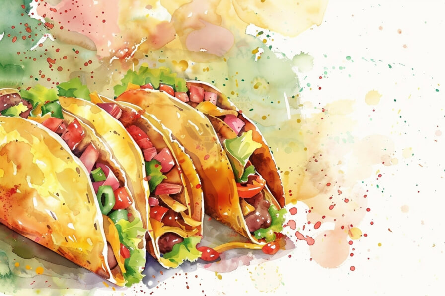Descarga Tacos Coloridos sobre un Fondo Vibrante de Acuarela Fondos En ...
