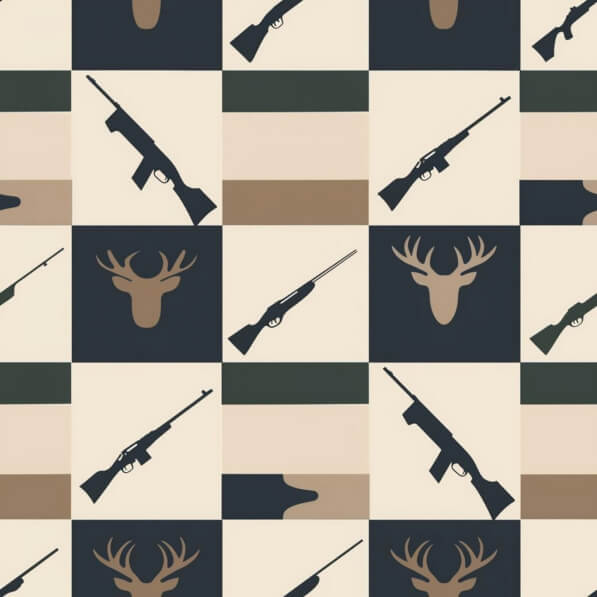 Download Hunting-Themed Pattern Featuring Rifles and Deer Antlers ...