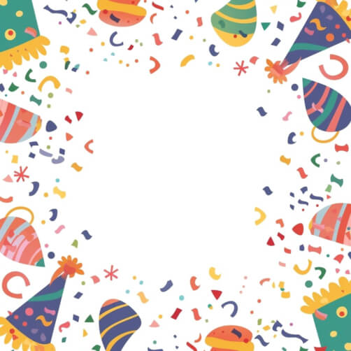 Download Colorful Festive Border with Party Hats and Confetti ...