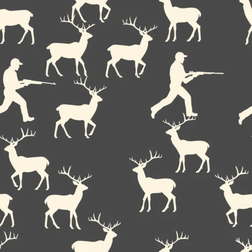Download Hunting-themed Pattern with Hunters and Deer Silhouettes ...
