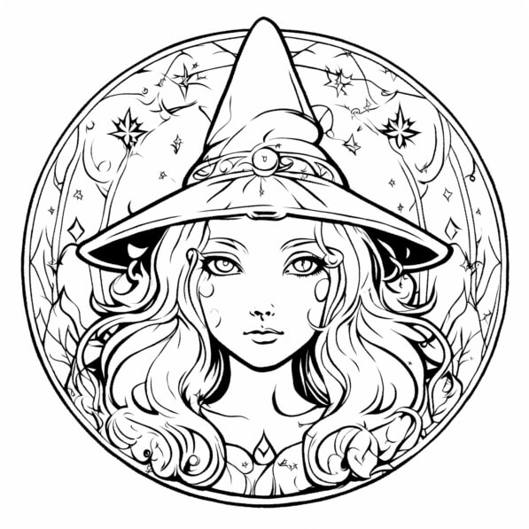 Download Enchanting Witch Illustration Coloring pages Online - Creative ...