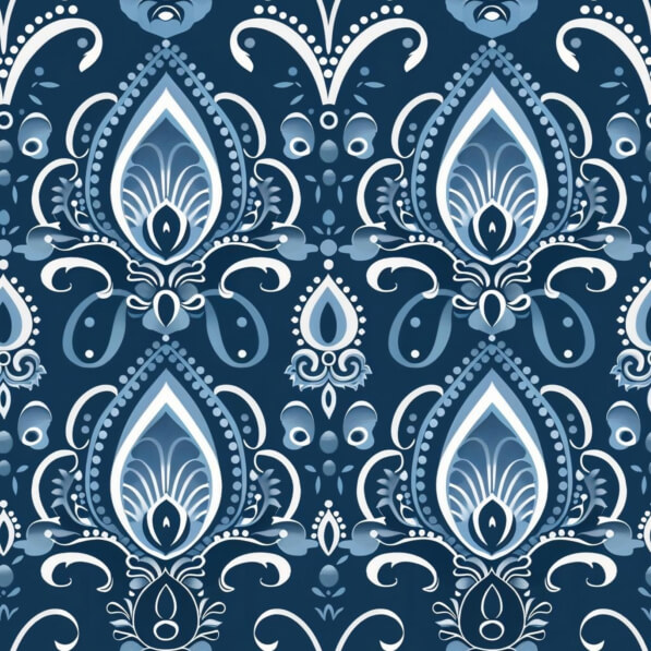 Baixe Padrão Floral Elegante em Azul e Branco Padrões - Creative Fabrica