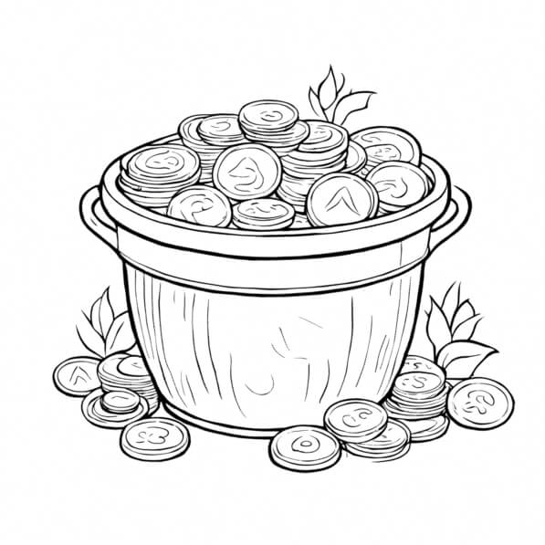 Download Illustration of a Bucket Overflowing with Coins Coloring pages ...
