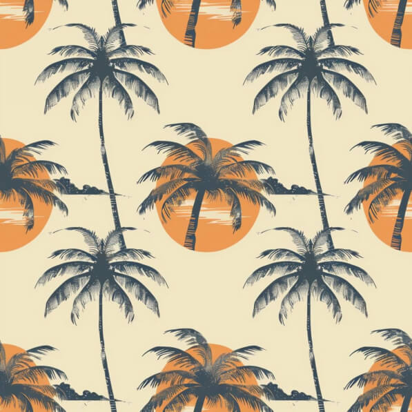Download Tropical Palm Tree Pattern with Orange Circles Patterns Online ...
