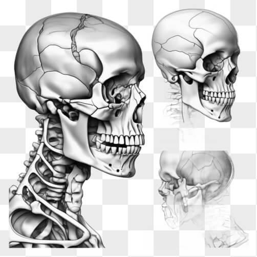 Download Anatomical Illustration of Human Skull and Neck Sketches ...