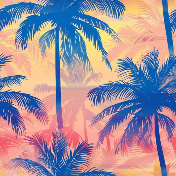 Download Vibrant Tropical Sunset Scene with Palm Trees Patterns Online ...