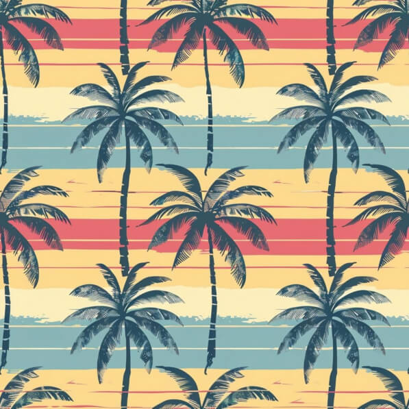 Download Tropical Palm Tree Pattern on Colorful Striped Background ...