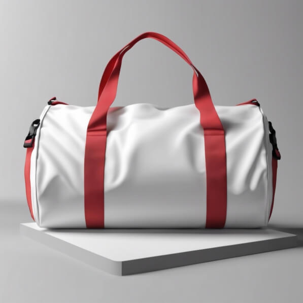 Download Modern Duffle Bag with White and Red Design Mockups Online ...