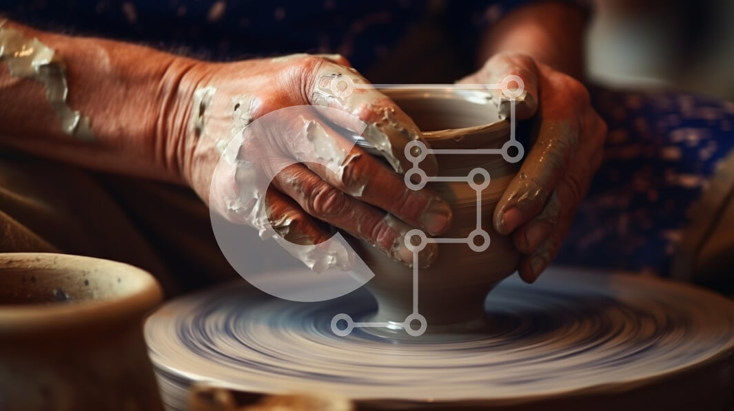 Artisan Hands Shaping Clay on a Potter's Wheel stock photo | Creative ...