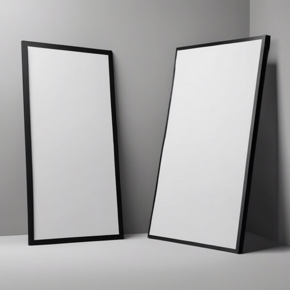 Download Two Modern Black-Framed Mirrors in a Minimalist Space Mockups ...