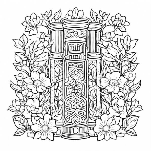 Descarga Ilustración Intrincada de Flores y Columnas Páginas para ...