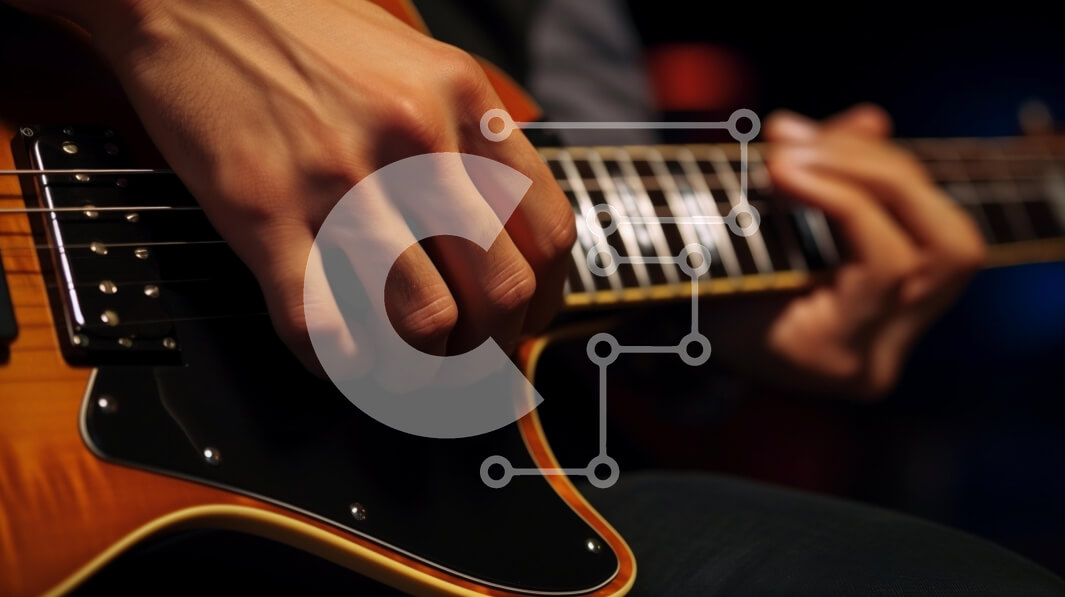 Electric Guitar Playing Close-Up stock photo | Creative Fabrica