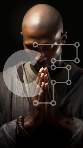 Spiritual Reflection: Man in Prayer stock photo | Creative Fabrica