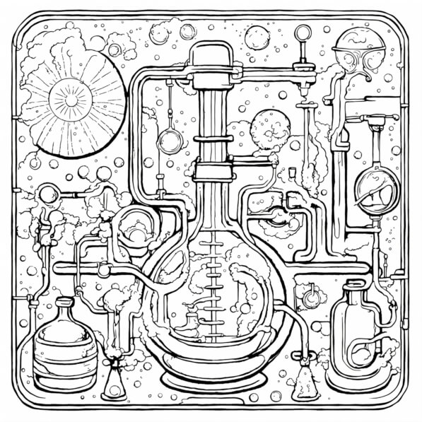Download Laboratory Glassware in a Cosmic Environment Coloring pages ...