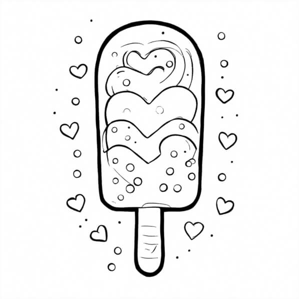 Download Heart-Shaped Ice Cream Popsicle Illustration Coloring pages ...