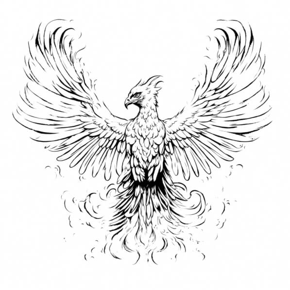 Download Illustration of a Majestic Phoenix Rising from Ashes Coloring ...