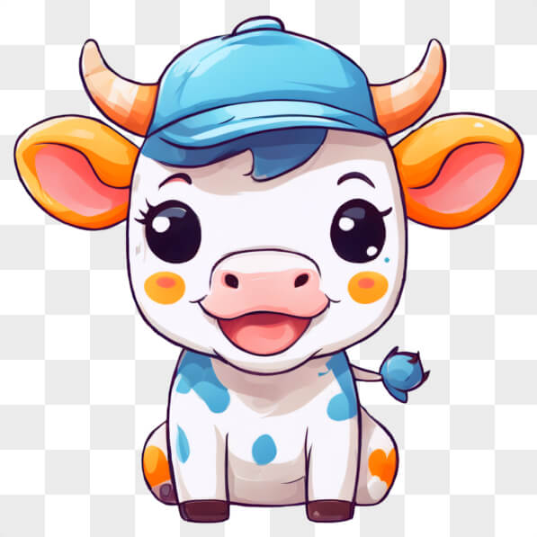 Descarga Adorable personaje de vaca Kawaii con gorro azul Kawaii En ...