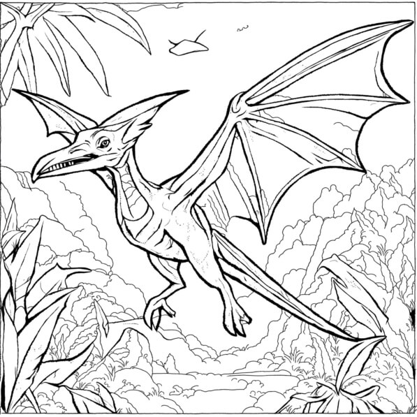Download Pterosaur in Prehistoric Landscape Coloring pages Online ...