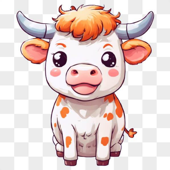 Download Kawaii Cow with Orange Hair and Cheerful Expression Kawaii ...