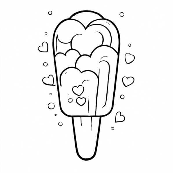 Download Heart-Shaped Ice Cream Popsicle Illustration Coloring pages ...