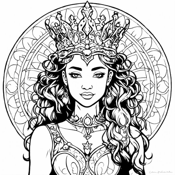 Download Intricate Illustration of a Regal Queen Coloring pages Online ...